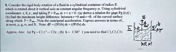 8. Consider the rigid body rotation of a fluid in a cylindrical ...