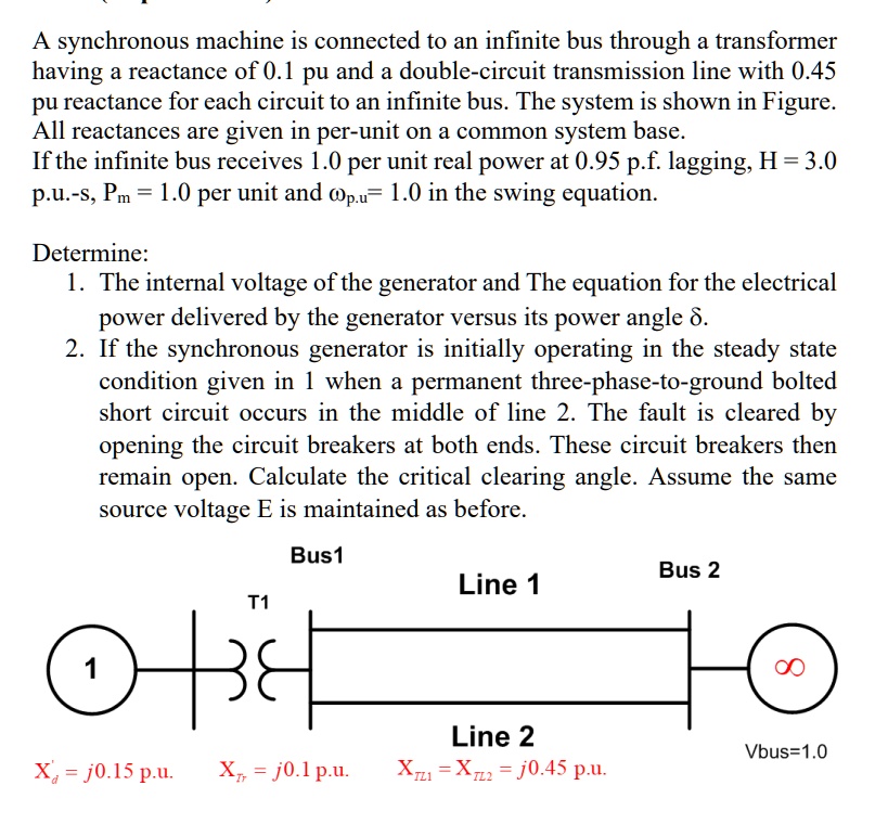 SOLVED: A synchronous machine is connected to an infinite bus through a transformer having a ...