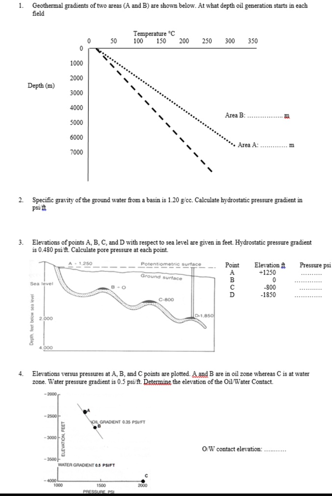 SOLVED: A geology question. Geothermal gradients of two areas (A and B ...
