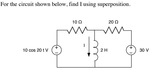 For the circuit shown below, find I using superposition. For the circuit shown below, find I ...
