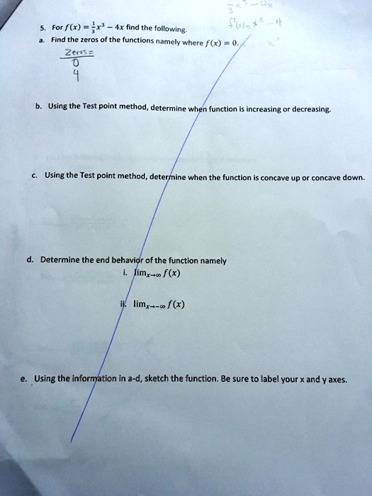 SOLVED: f() =;x 4x find Ahe Tu= following Find the zeros of the functions namely where f() Ecis ...