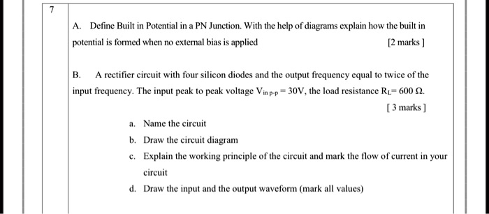 SOLVED: A. Define Built-in Potential in a PN Junction. With the help of diagrams, explain how ...