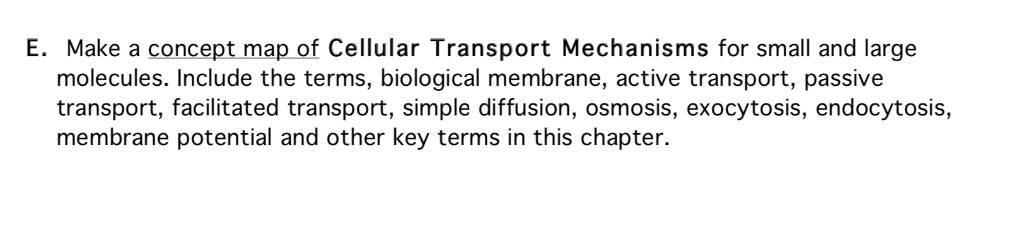 E make a concept map of cellular transport mechanisms for...