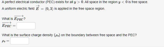 a perfect electrical conductor pec exists for all y 0 all space in the ...