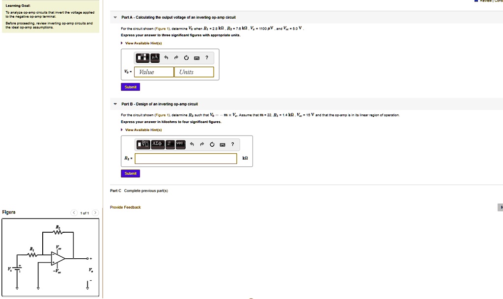 SOLVED: Learning Goal: To analyze op-amp circuits that invert the voltage applied. Part A ...
