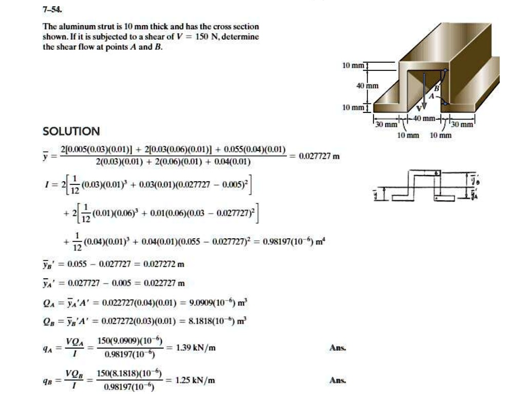 7 54 the aluminum strut is 10 mm thick and has the cross section shown ...