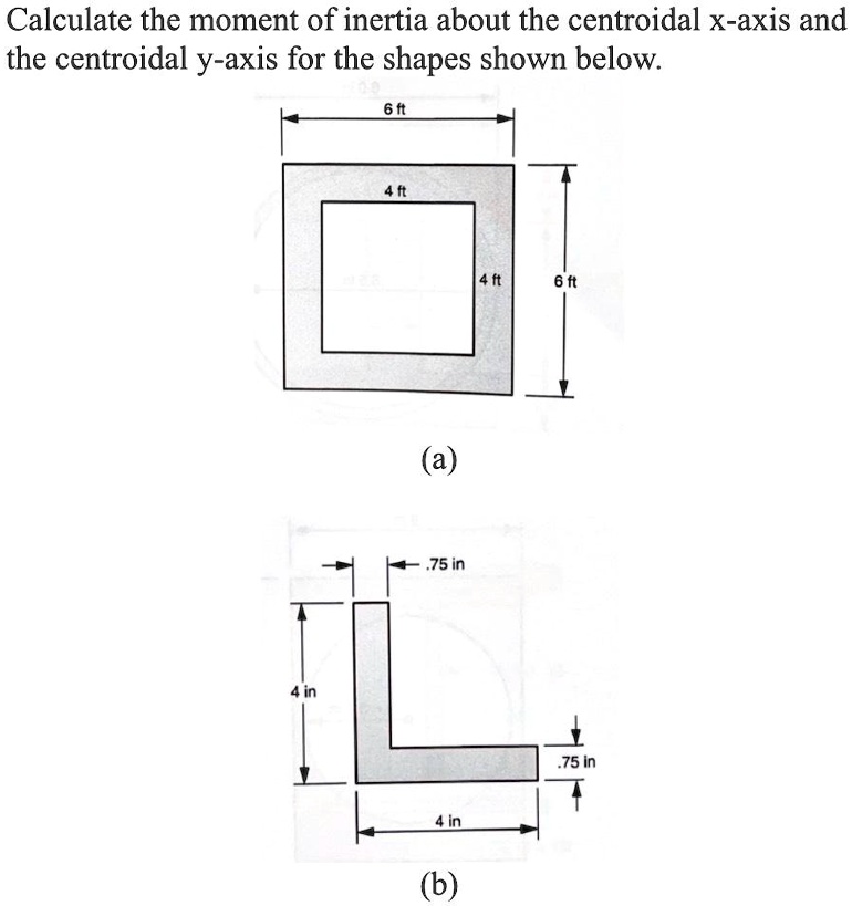 Calculate the moment of inertia about the centroidal x-axis and the centroidal y-axis for the ...