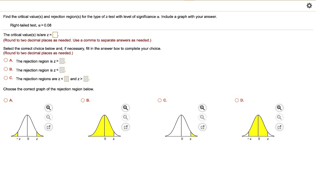SOLVED:Find the critical value(s) and rejection region(s) for the type ...