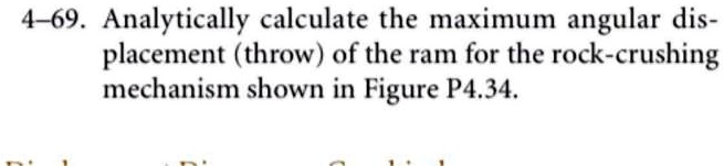 4-69. Analytically calculate the maximum angular displacement (throw) of the ram for the rock ...