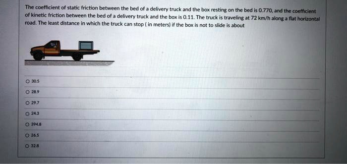 the coefficient of static friction between the bed of a delivery truck ...