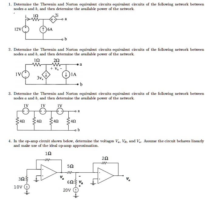 SOLVED: Determine the Thevenin and Norton equivalent circuits of the following network between ...