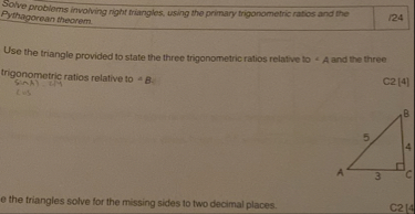 Solve problems involving right triangles, using the primary ...