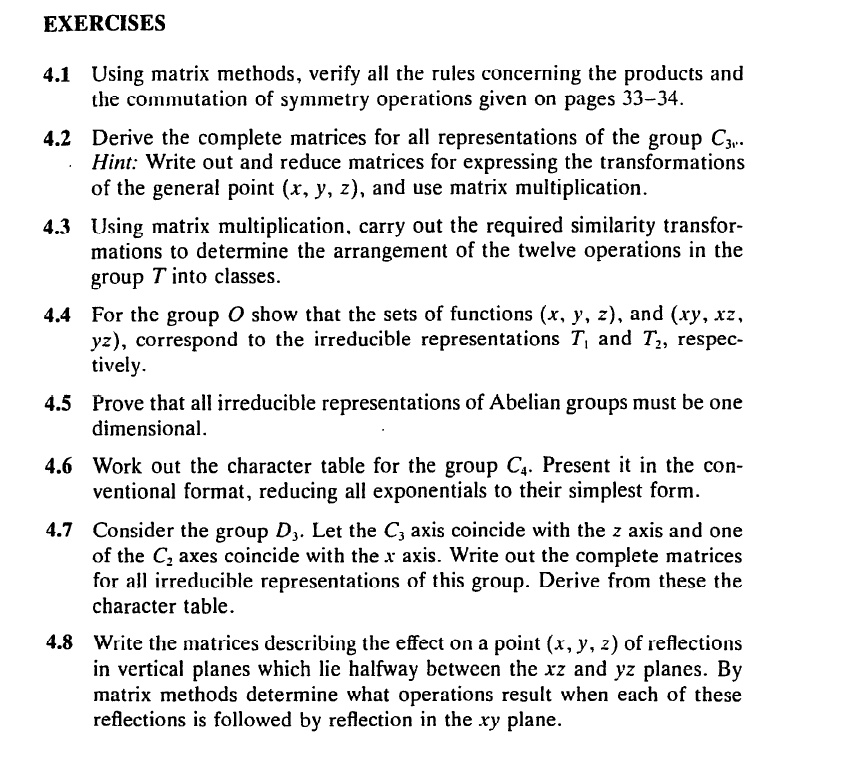 Solved 4 1 Using Matrix Methods Verify All The Rules Concerning The