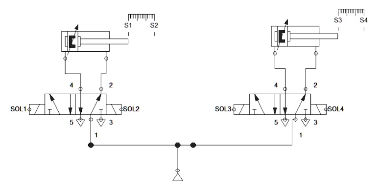 SOLVED: Shown below is a system is using two pneumatic cylinders and ...
