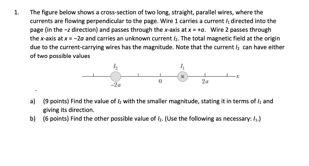 1. The figure below shows a cross-section of two long, straight ...