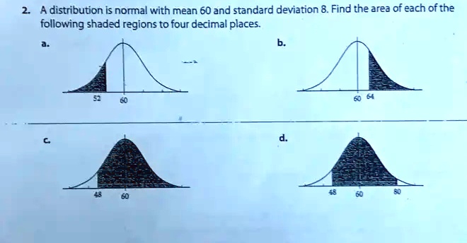 a distribution is noral with mean 60 and standard deviation 8 find the ...