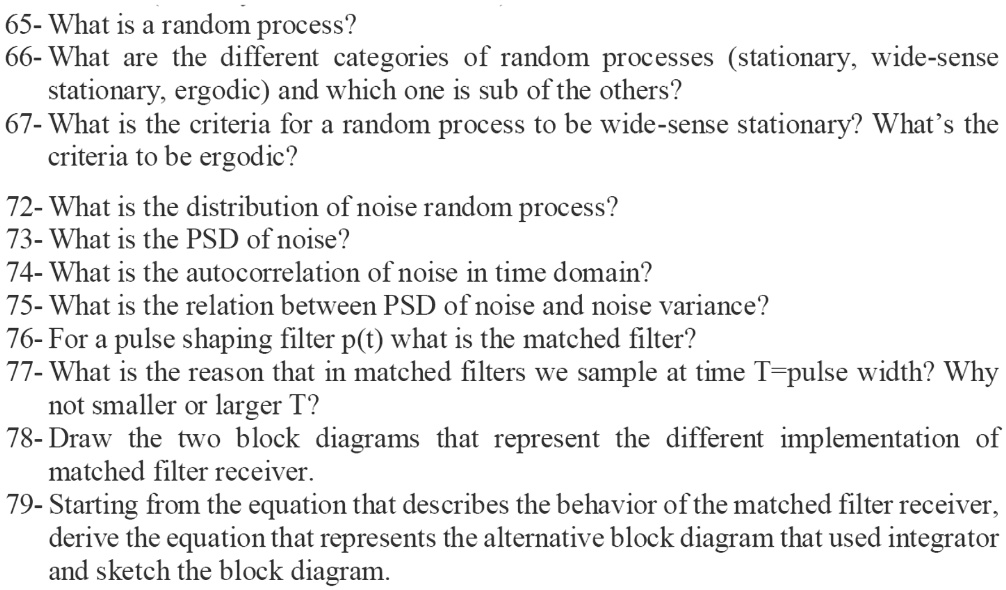 SOLVED: communication system 65- What is a random process? 66- What are ...