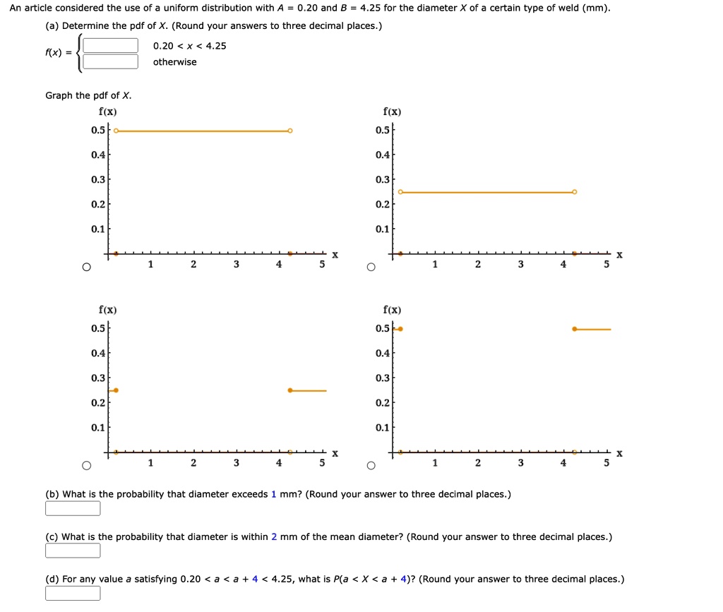SOLVED: An article considered the use of a uniform distribution with A ...