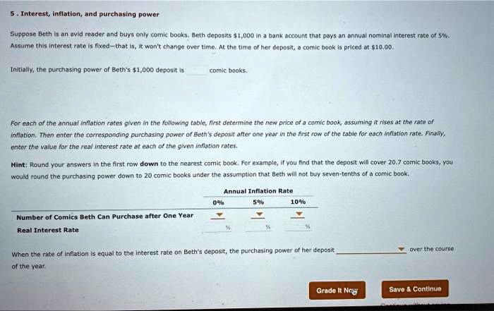 SOLVED: 5. Interest, inflation and purchasing power Suppose Beth is an ...