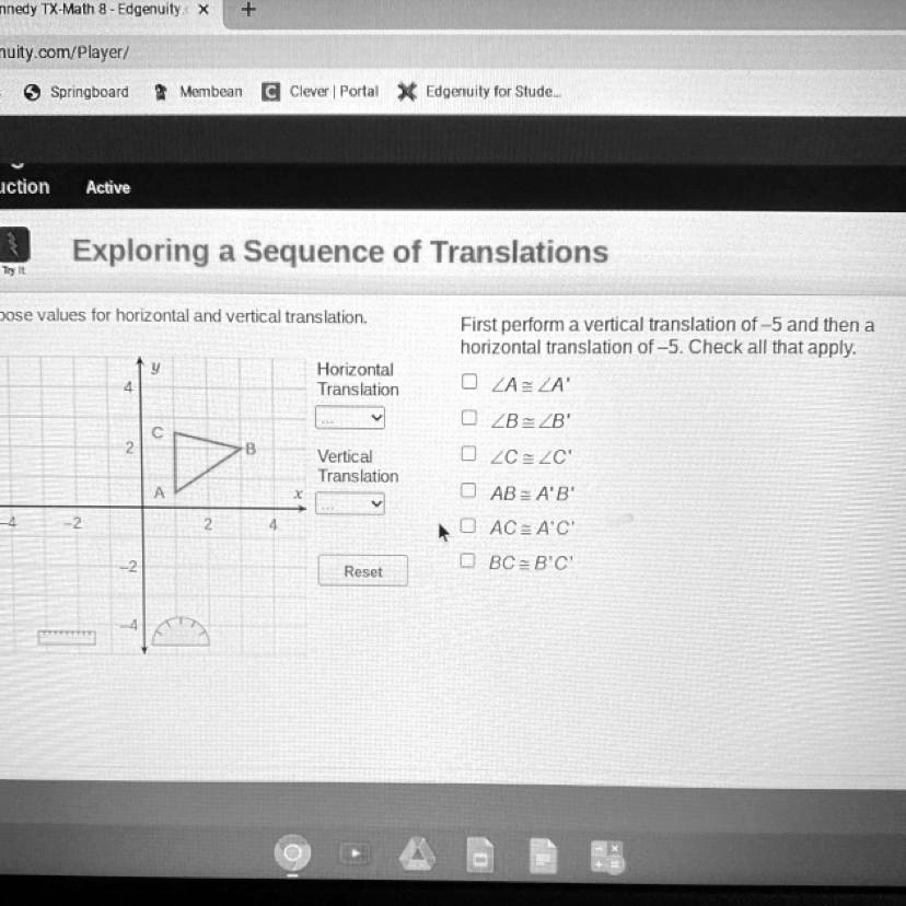 SOLVED: 'Choose values for horizontal and vertical translation First ...