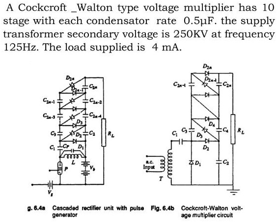 SOLVED: Calculate the registration in % A Cockcroft-Walton type voltage multiplier has 10 stages ...