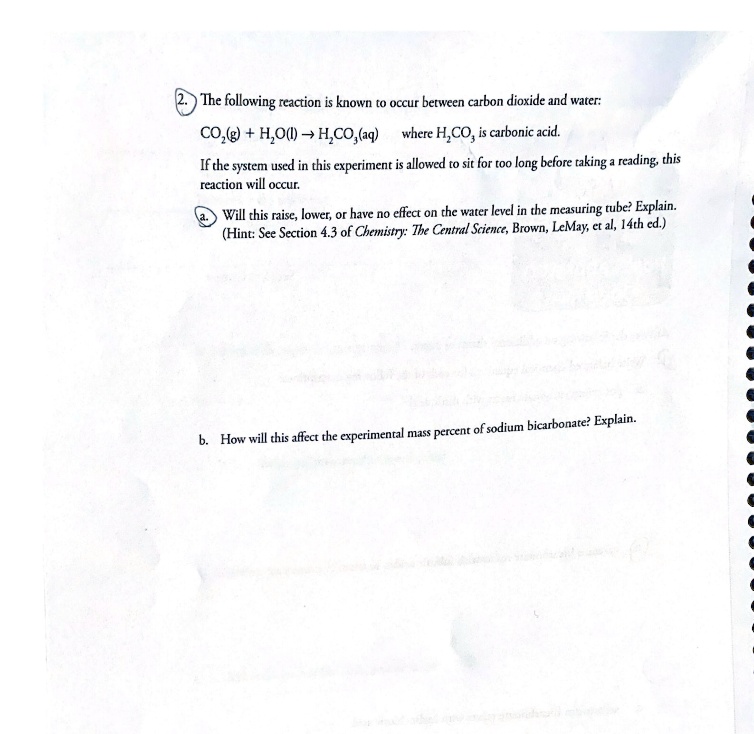 SOLVED: The following reaction is known to occur between carbon dioxide ...