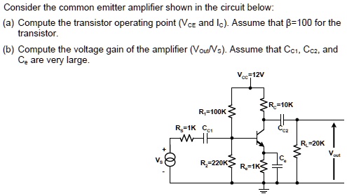 BJT Analysis Consider the common emitter amplifier shown in the circuit below: (a) Compute the ...