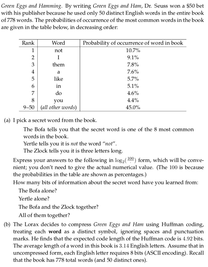 SOLVED:Green Eggs and Hamming: By writing Green Eggs and Ham, Dr: Seuss won a $50 bet with his ...