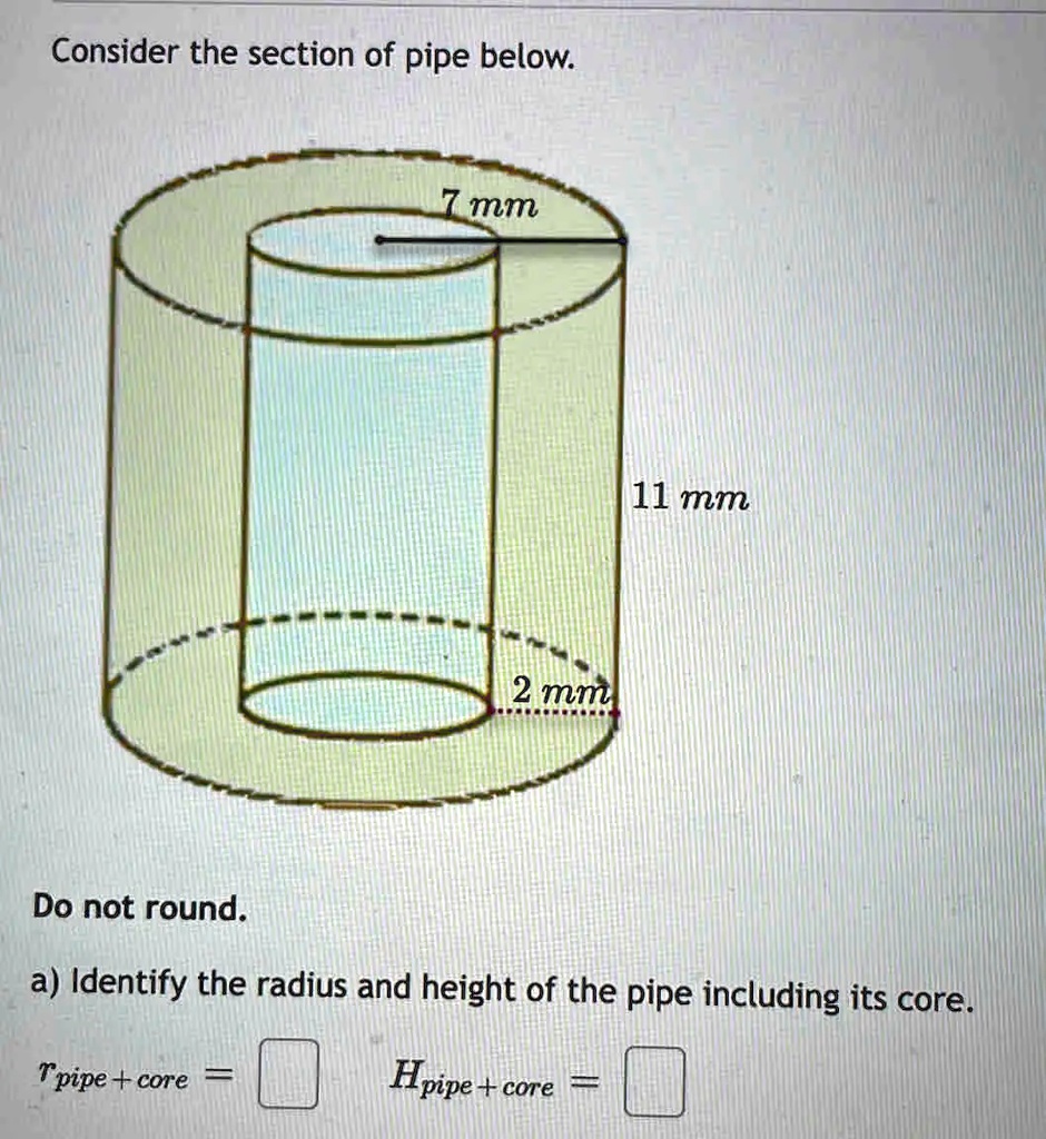 consider the section of pipe below mm 11 mm 2 mm do not round a ...