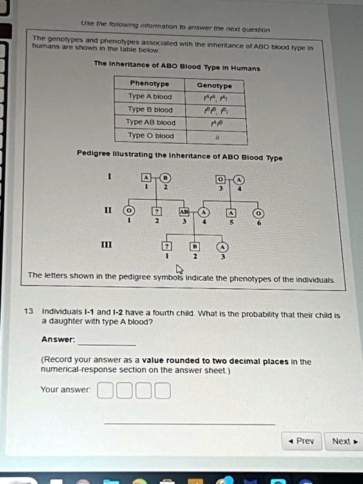 Use the following information to answer the next question The genotypes ...