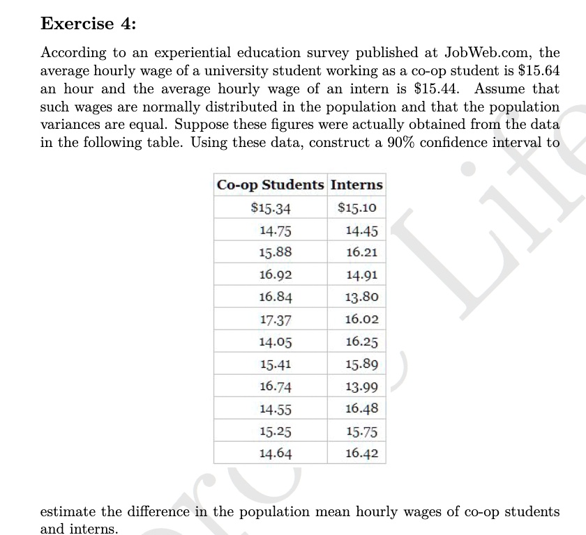 SOLVED: Exercise 4: According to an experiential education survey ...
