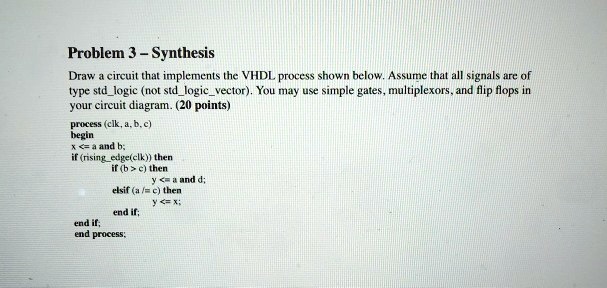 Problem 3 - Synthesis Draw a circuit that implements the VHDL process ...