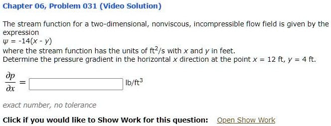 SOLVED: Chapter 06, Problem 031 (Video Solution) The stream function for two-dimensional ...