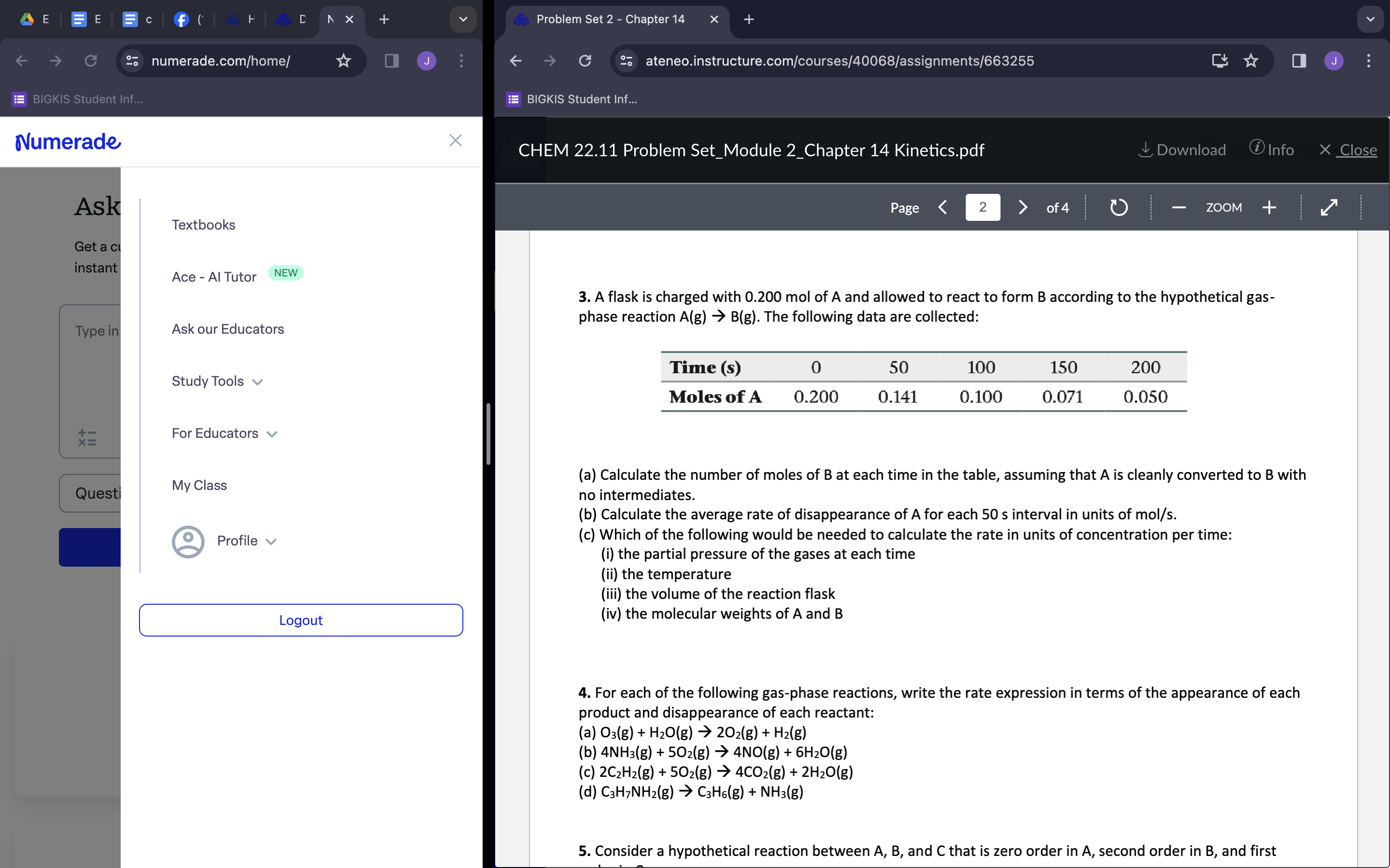 SOLVED: Numerade CHEM 22.11 Problem SetModule 2Chapter 14 Kinetics.pdf ...