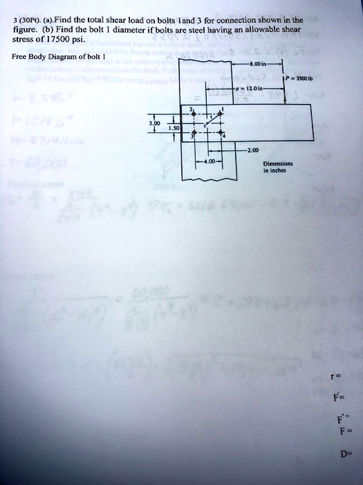 Find the total shear load on bolts 1 and 3 for the connection shown in ...