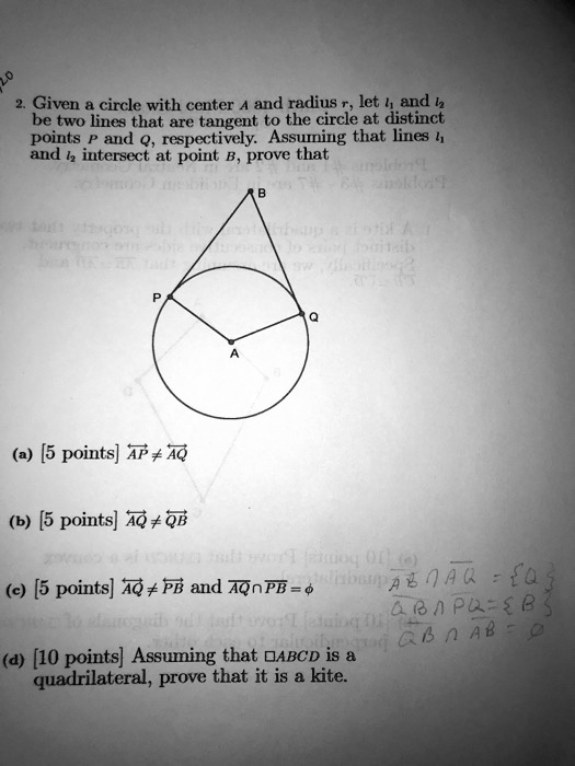 SOLVED:Given circle with center and radius let /, and 1 be two lines that are tangent to the ...