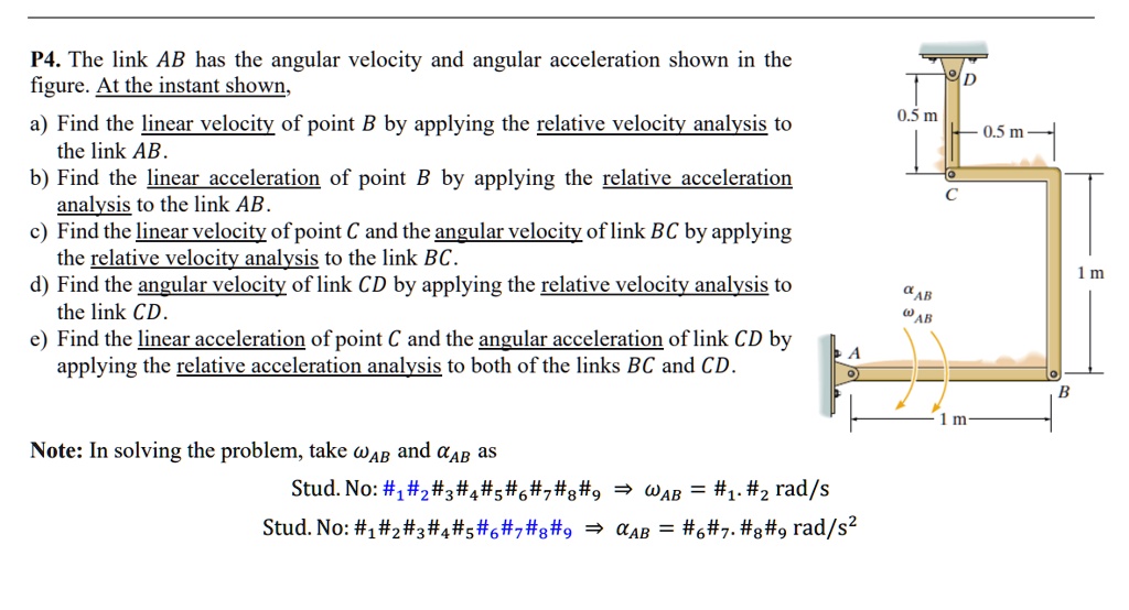 P4. The link AB has the angular velocity and angular acceleration shown ...