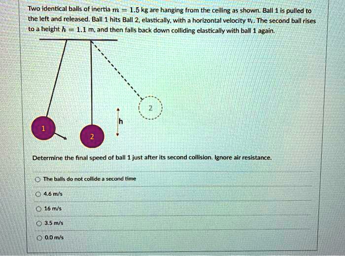 two identical balls of inertia m l5 kg are hanging from the ceiling as ...