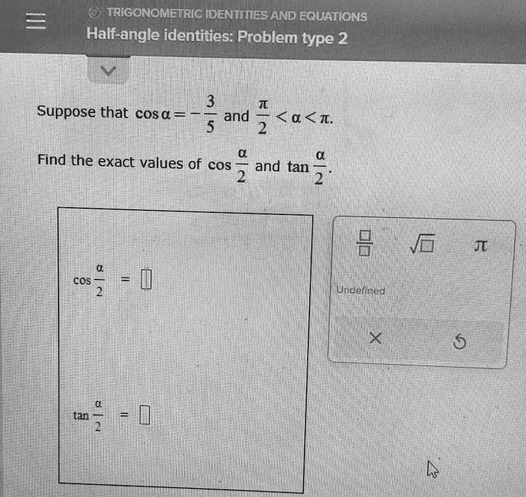 Solved Texts Trigonometric Identities And Equations Half Angle