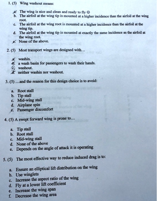 SOLVED: 1. Wing washout means: The wing is nice and clean and ready to ...