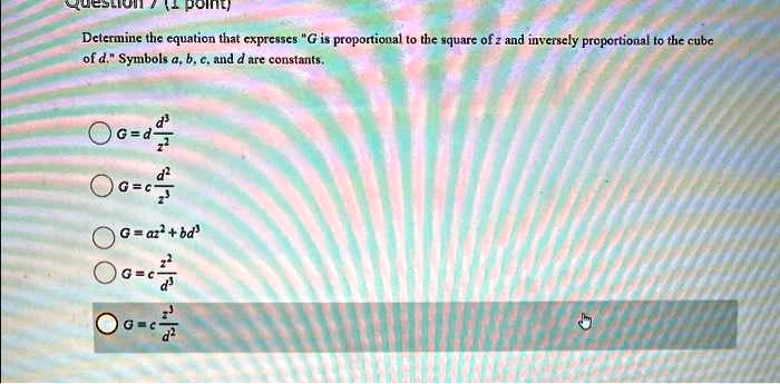Determine the equation that expresses G̈ is proportional to the square ...