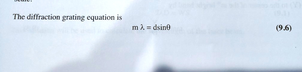 Solved The Diffraction Grating Equation Is Mâ‚ D Sin Î¸