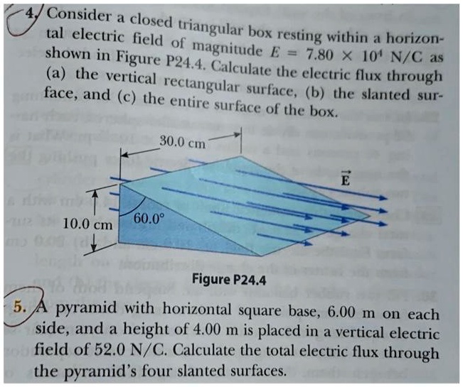 SOLVED:Consider a closed triangular tal electric field of box resting within horizon- shown in ...