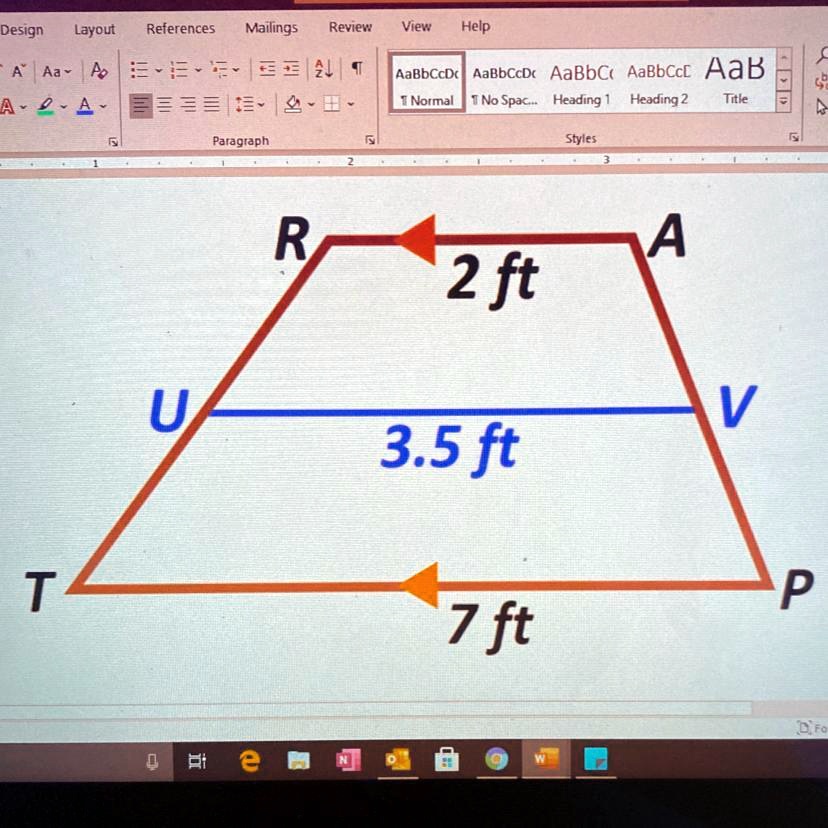 SOLVED: 'In trapezoid TRAP, the parallel bases are TP and RA Is UV the midline of trapezoid TRAP ...