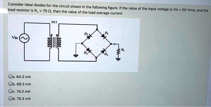 SOLVED: Consider Ideal diodes for the circuit shown in the following figure.If the value of the ...