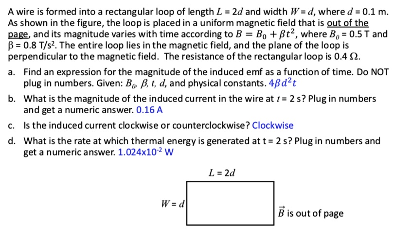 a wire is formed into a rectangular loop of length l 2d and width w d where d 01 m as shown in ...