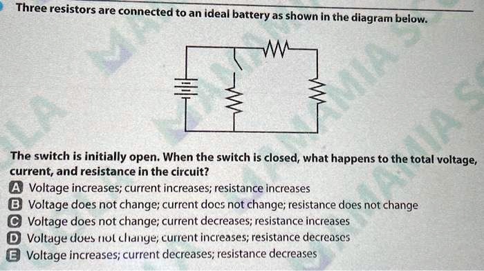 SOLVED: Texts: Three resistors are connected to an ideal battery as ...