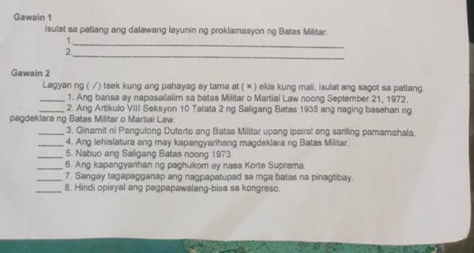 Gawain.1 Isulat sa patlang ang dalawang layunin ng...