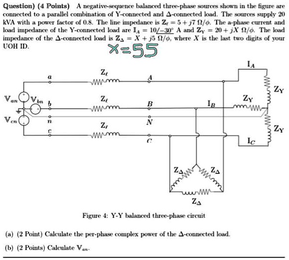 SOLVED: Question (4 Points): A negative-sequence balanced three-phase source shown in the figure ...