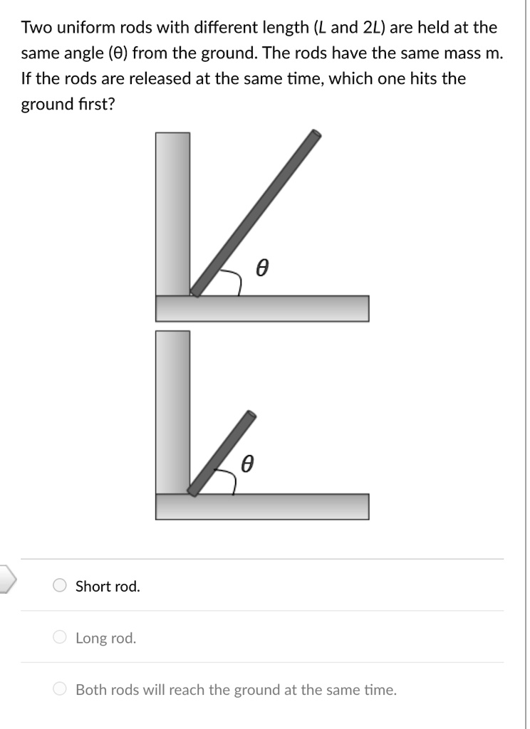 SOLVED: Two uniform rods with different length (L and 2L) are held at ...